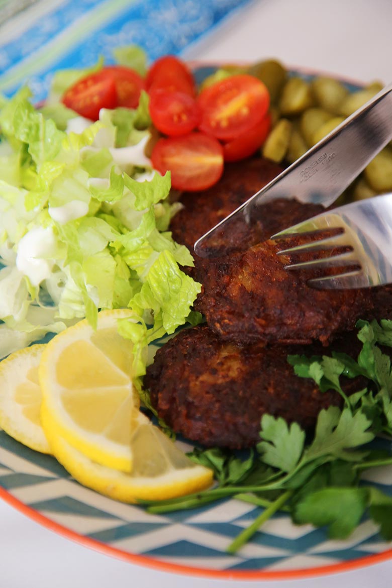 Kotlet Recipe (Persian Cutlet) with Tomato and Salad