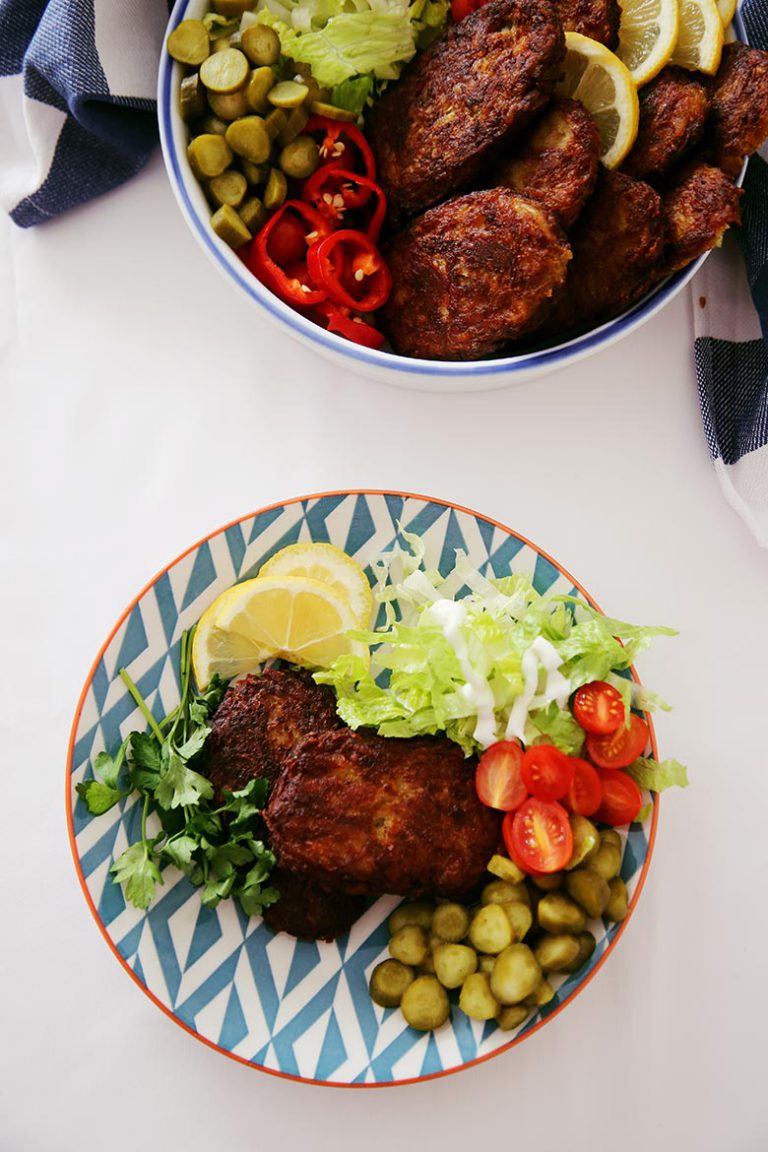 Simple and Easy Kotlet Recipe (Persian Cutlet) with Tomato and Salad