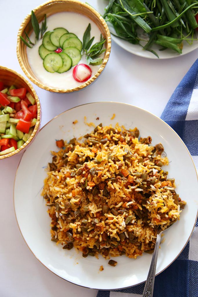 Loobia Polo Recipe (Beef and Green Bean Rice)