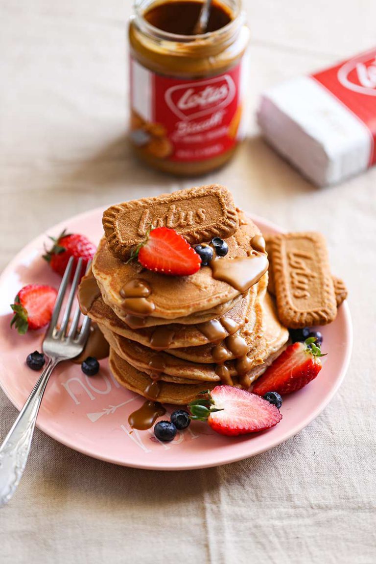 Lotus Biscoff Pancakes Recipe (Cookie Butter Pancakes)