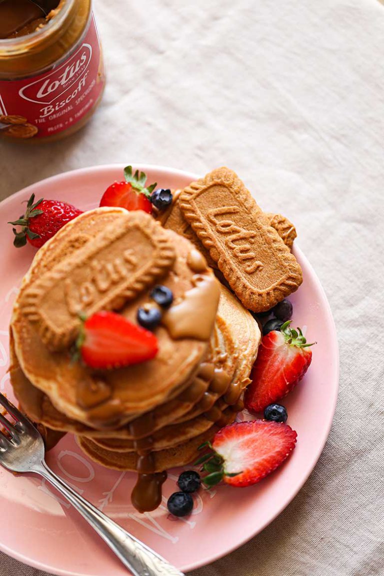 Lotus Biscoff Pancakes Recipe (Cookie Butter Pancakes)