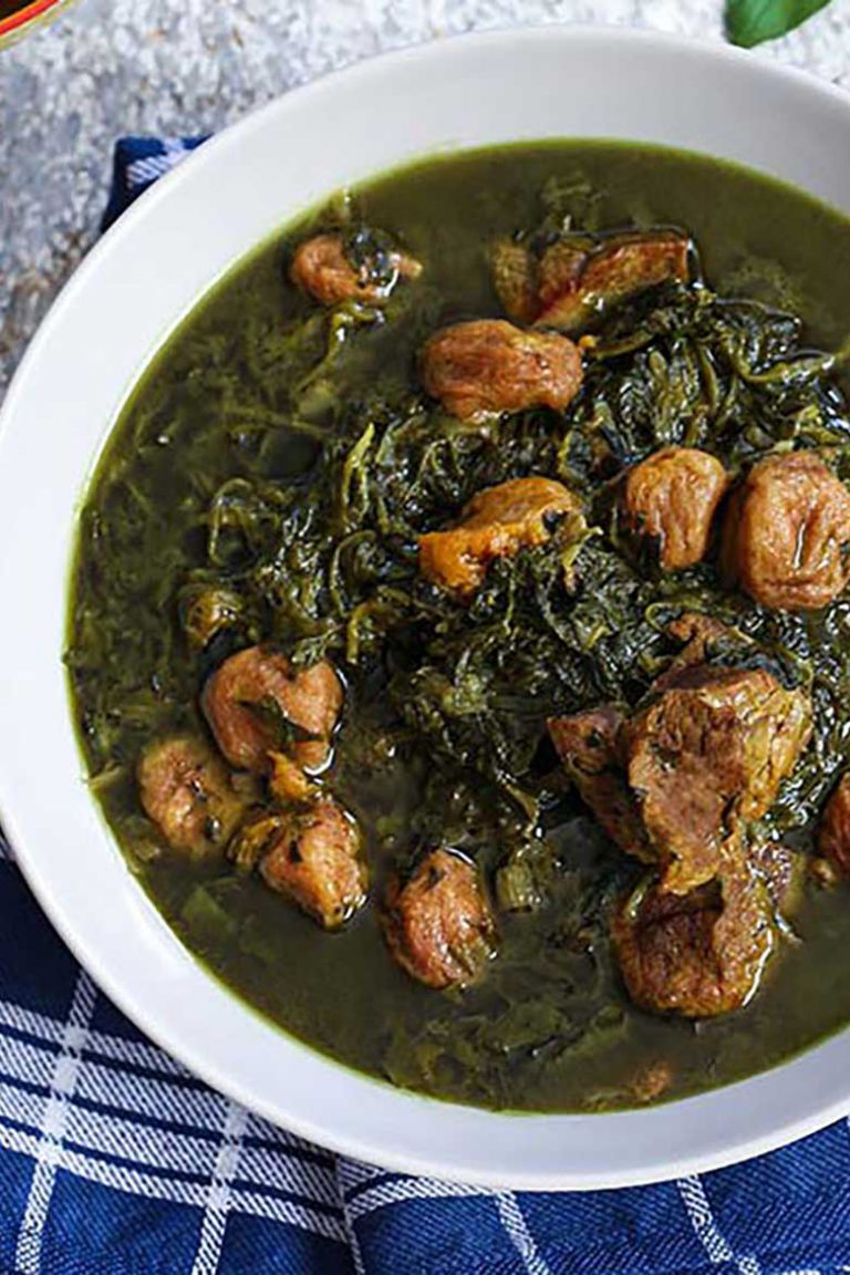 Khoresht Aloo Esfenaj Recipe (Spinach and Golden Plum Stew)