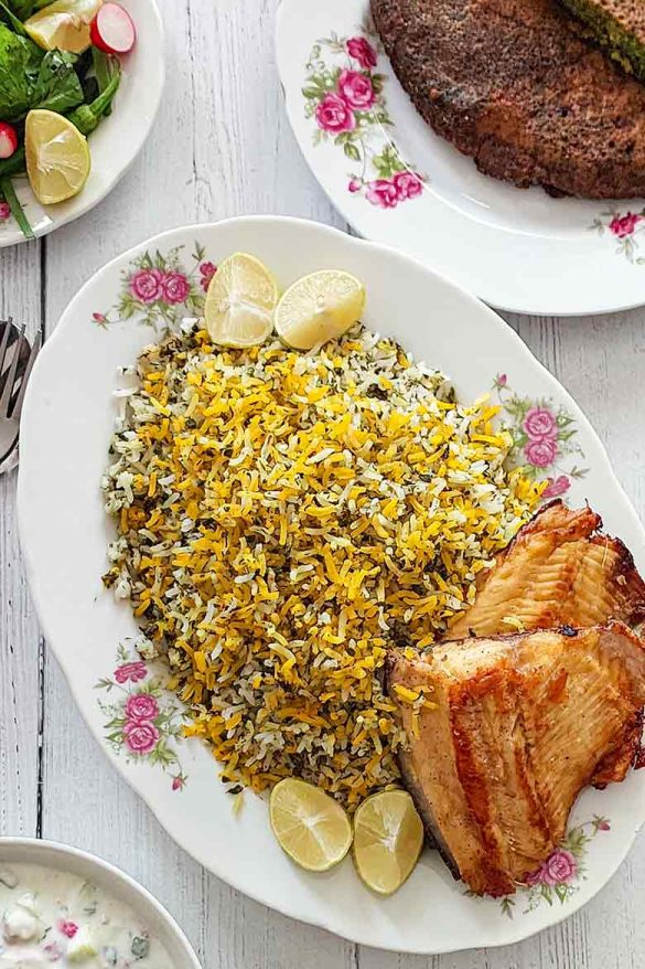 Sabzi Polo Ba Mahi Recipe (Persian Herb Rice with Fish)